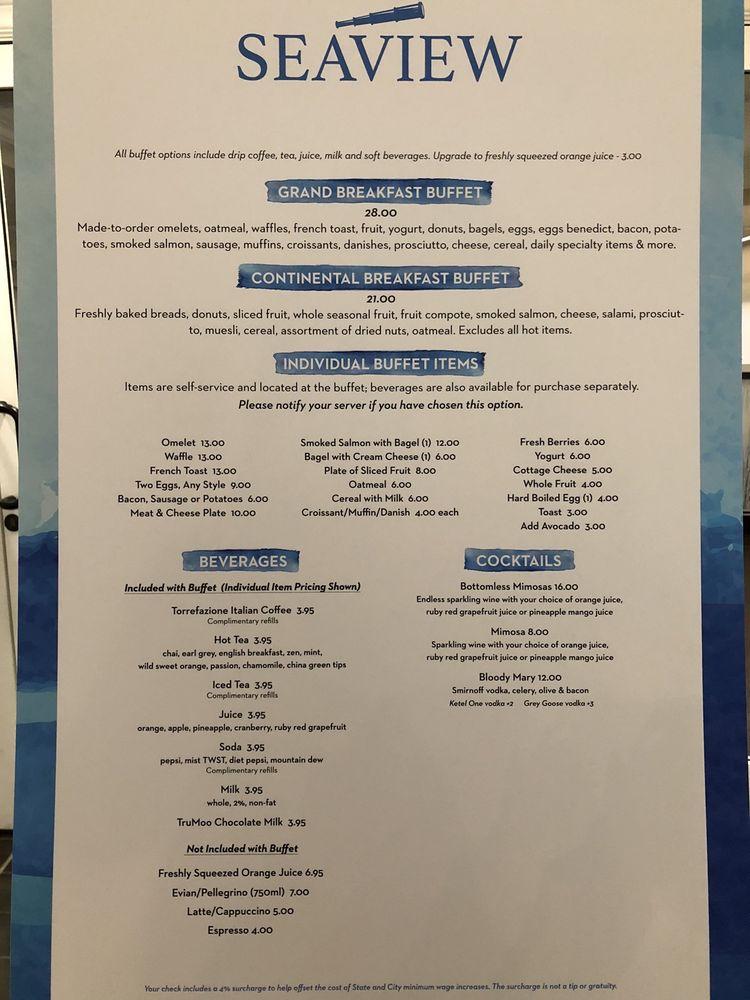 Menu at Seaview Restaurant, San Diego