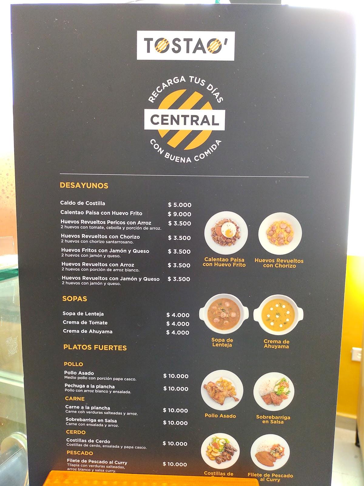 Menu at Tostao Central Barranquilla, Barranquilla