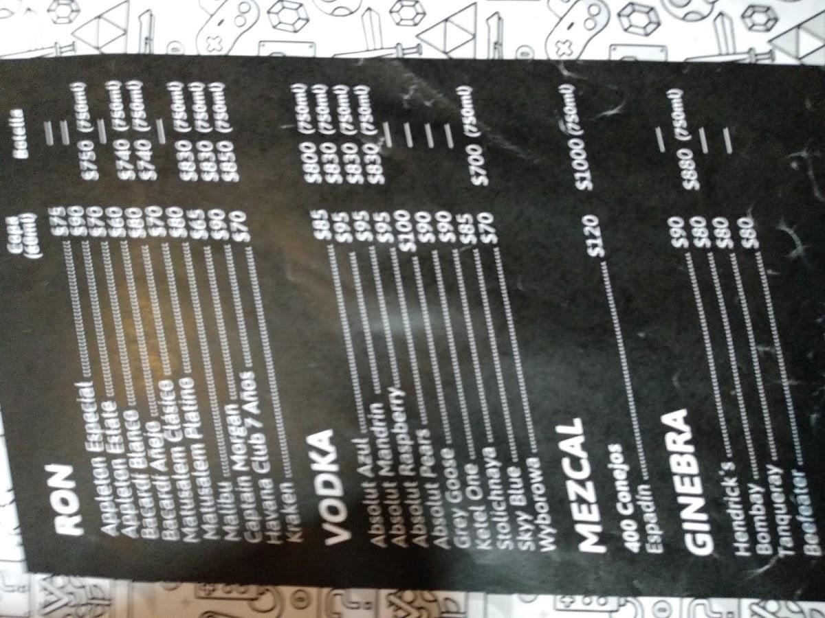 Carta de Checkpoint Game Bar, Ciudad López Mateos