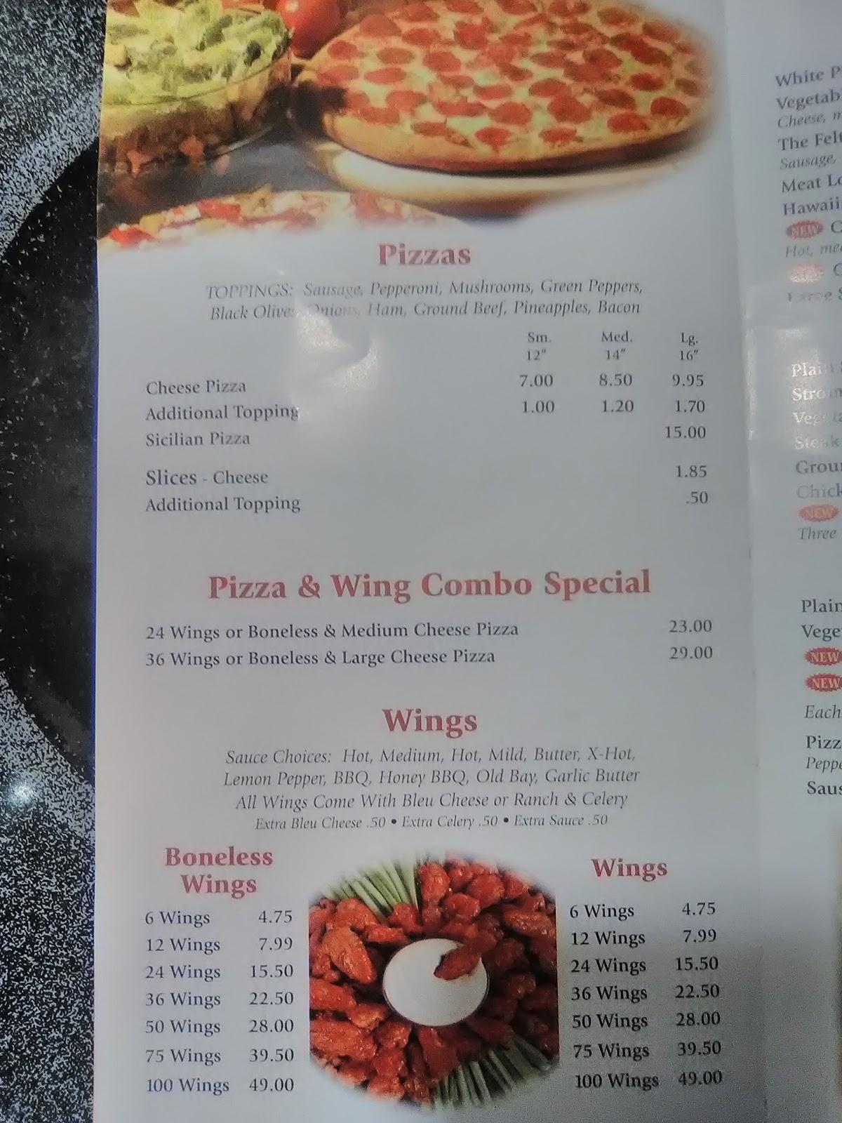 Menu at Felton Pizza pizzeria, Felton