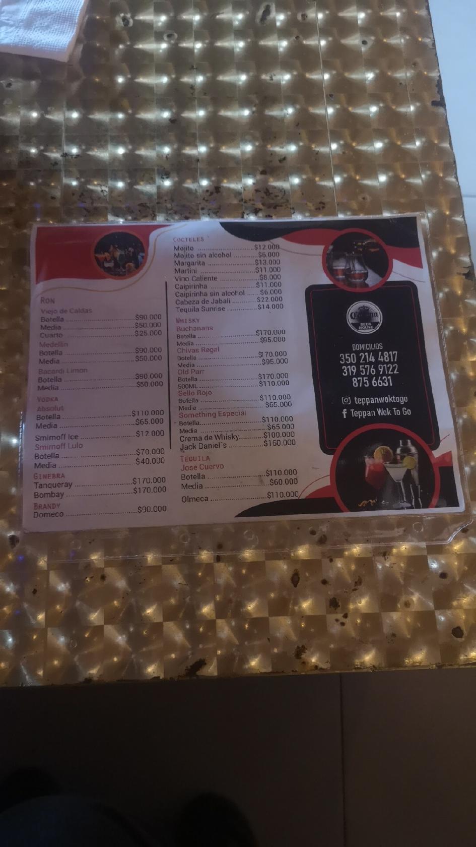Carta del restaurante Teppan Wok to go, La Calera