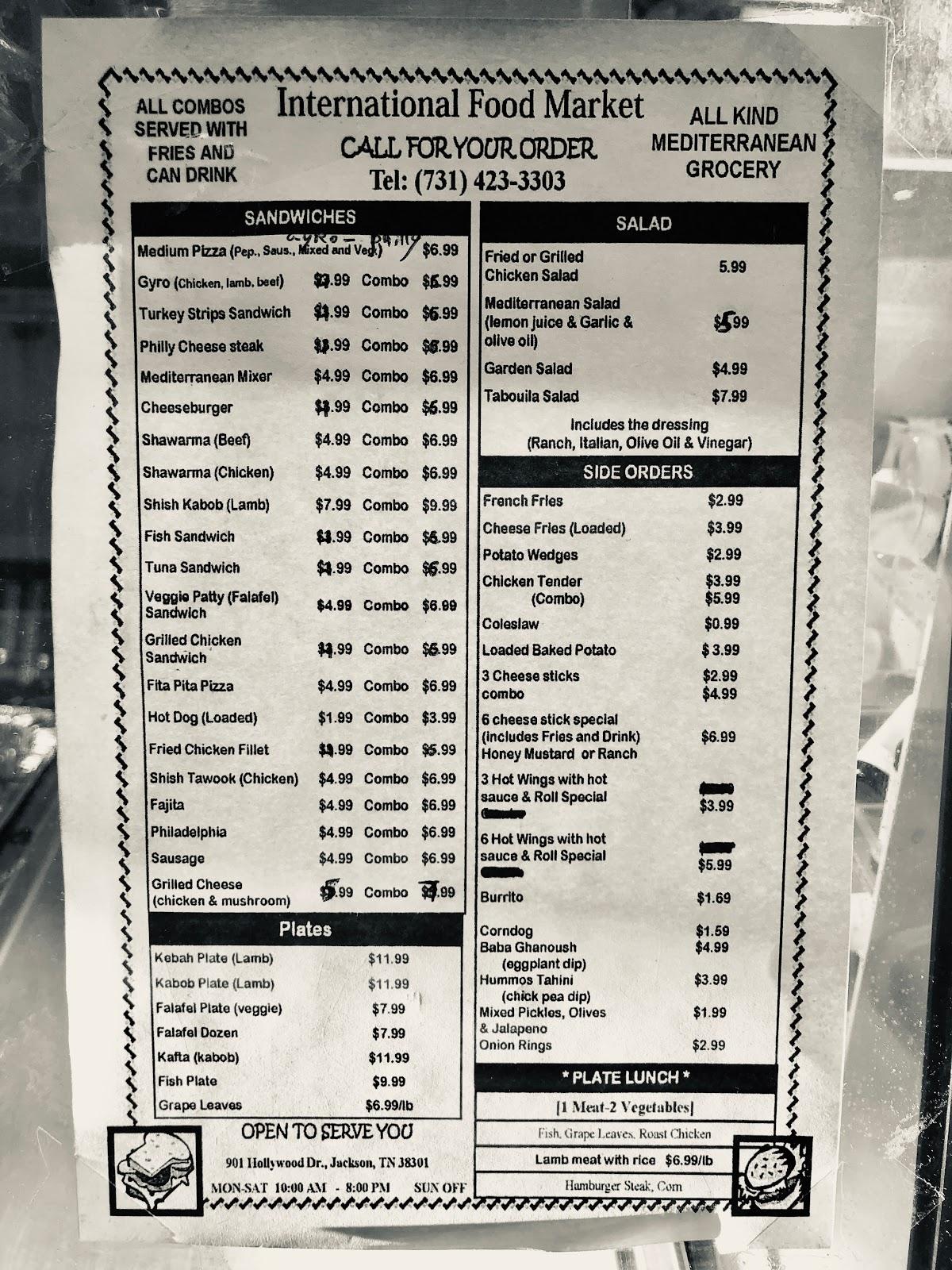 Menu at A & S International Food restaurant, Jackson
