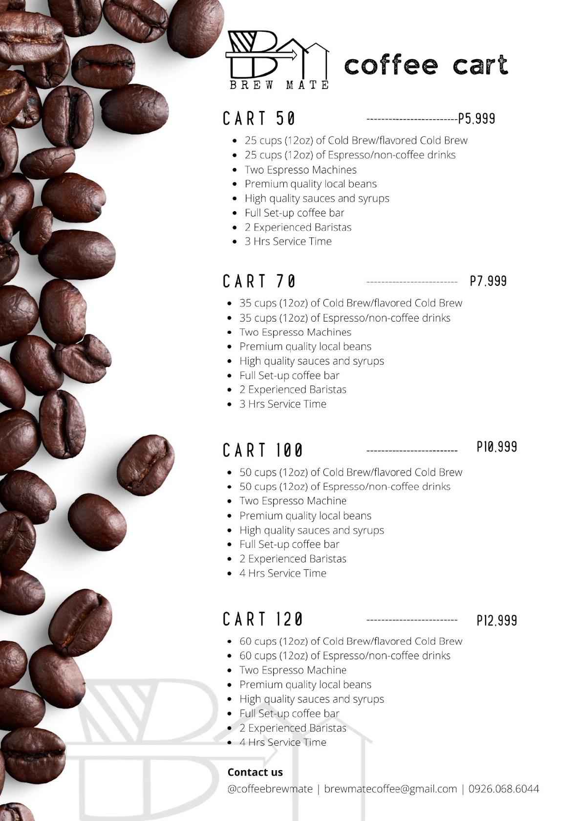 Menu at Brew Mate, Quezon City