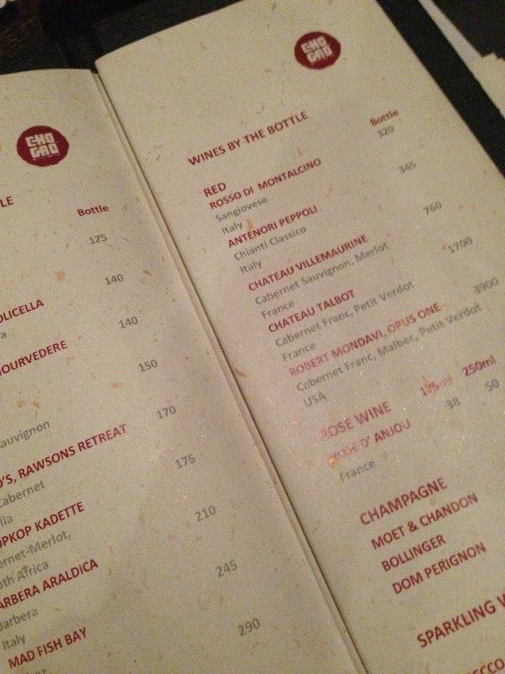 Carta de Cho Gao Restaurant & Lounge, Abu Dabi