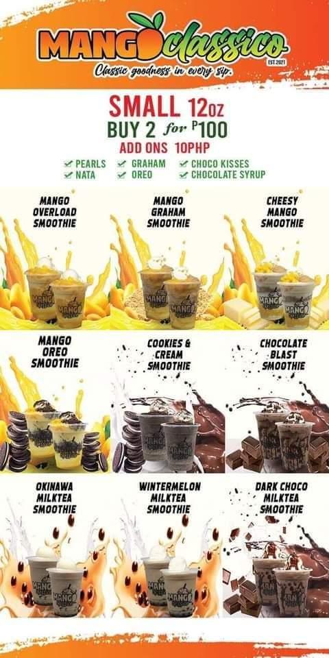 Menu at MANGO Classico Sampaguita Branch restaurant, Lipa