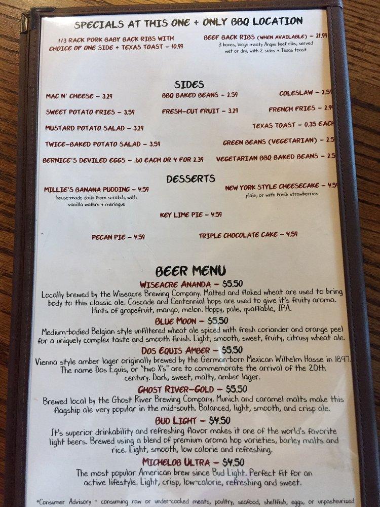 Menu at One & Only BBQ, Southaven