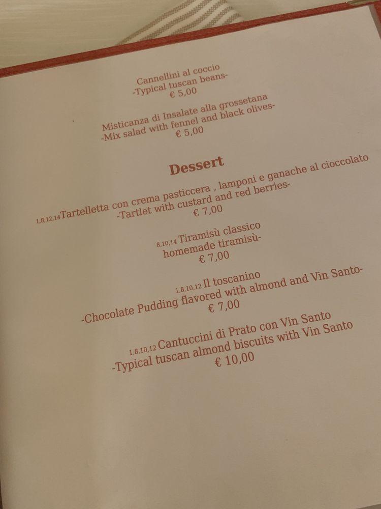 Menu at Rino restaurant, Como