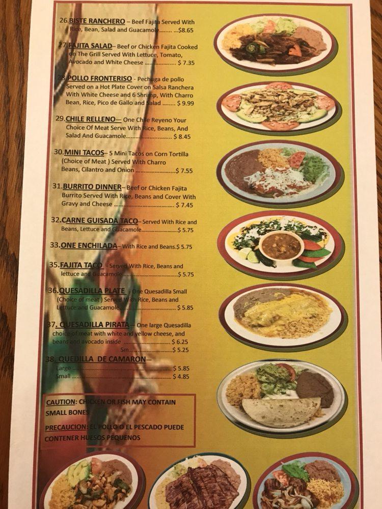 Menu at Taqueria El Chato restaurant, Kingsville
