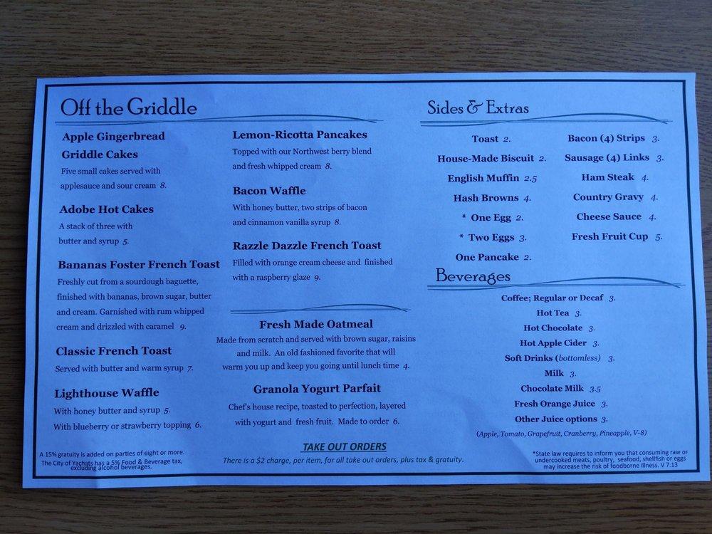 Menu at Adobe Restaurant and Lounge, Yachats