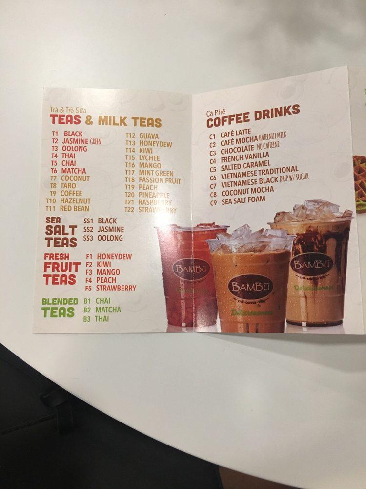 Menu at Bambu Desserts and Drinks, D'Iberville