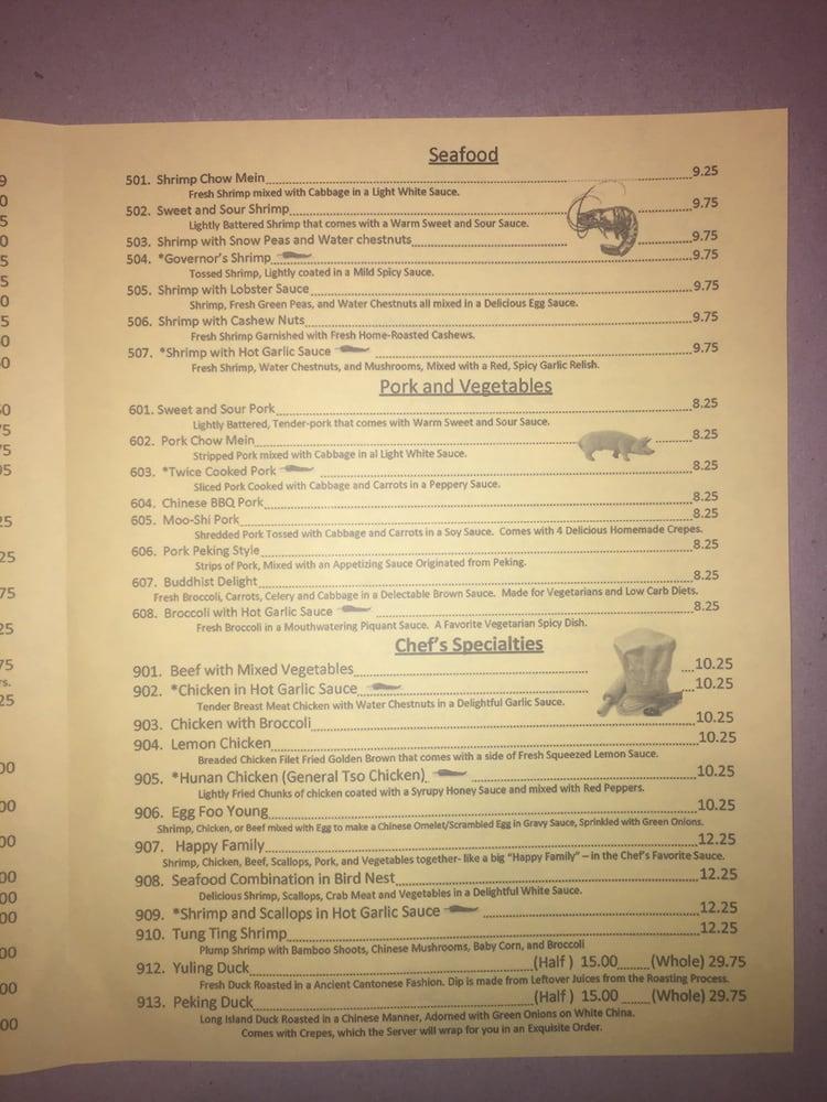 Menu at Hunan Chinese Restaurant, Enterprise