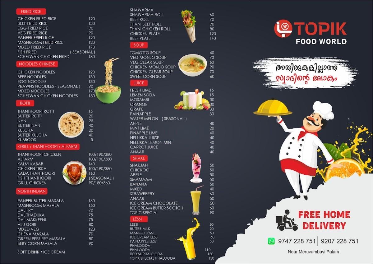 Menu at Kannur Darbar, India