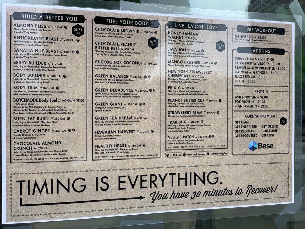 Menu at Base Bar, Jersey City