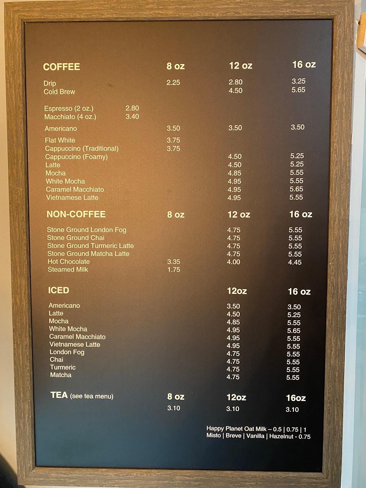 Menu at KAFFI Espresso Bar, Port Moody