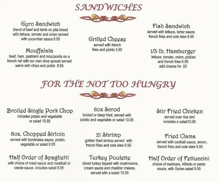 Menu at Linardos Villa restaurant, Springfield