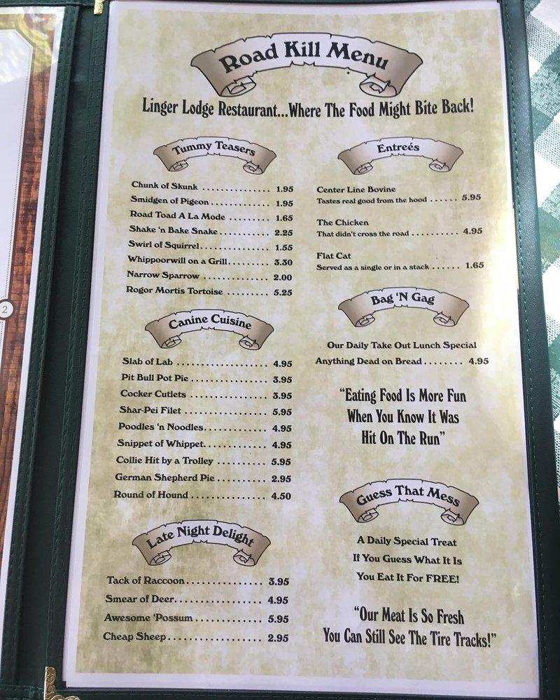 Menu at Linger Lodge Restaurant, Bradenton