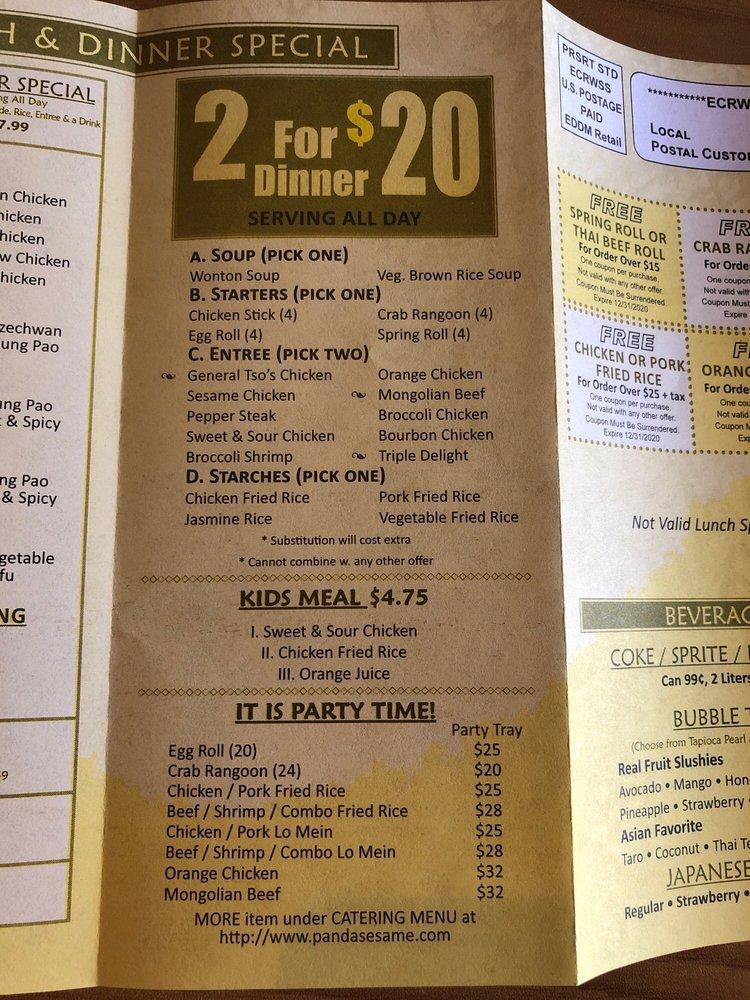 Menu at Little Panda Chinese Restaurant, Elgin
