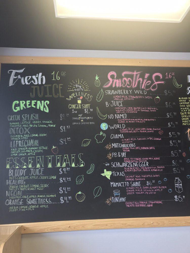 Menu at B-juice pub & bar, El Paso