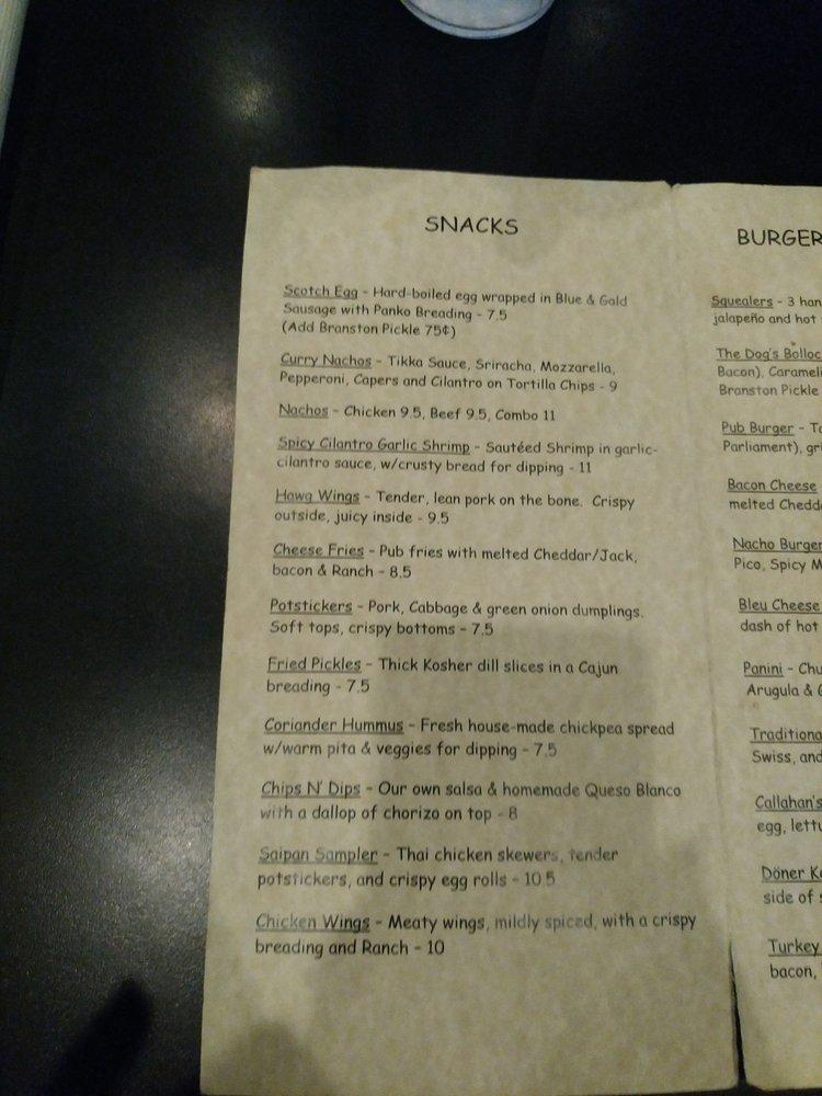 Menu at Callahan's Pub & Grille, Enid
