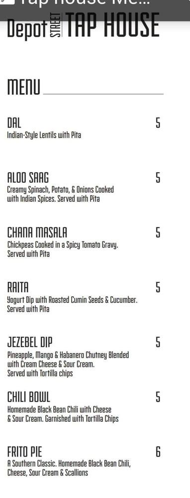 Menu at Depot Street Tap House pub & bar, Bridgton, 18 Depot St