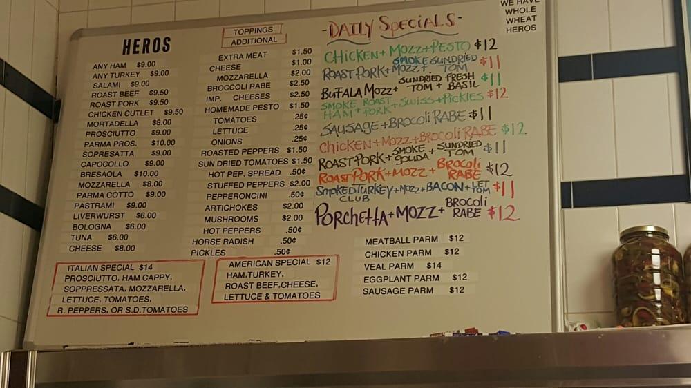 Menu at Faicco’s Italian Specialties restaurant, New York City
