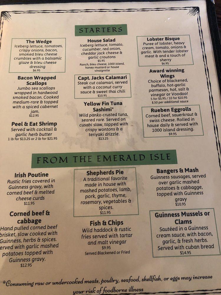 Menu at Kelly's Half Shell Pub, Crystal River