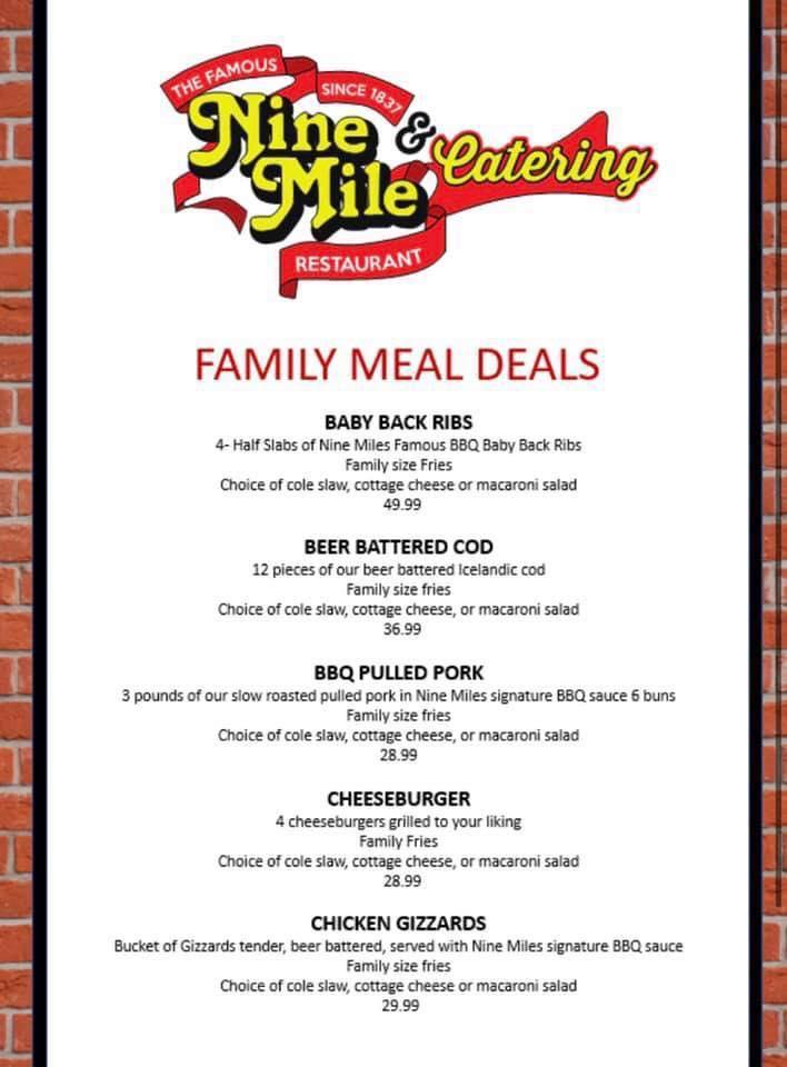 Menu at Nine Mile Restaurant, Fort Wayne