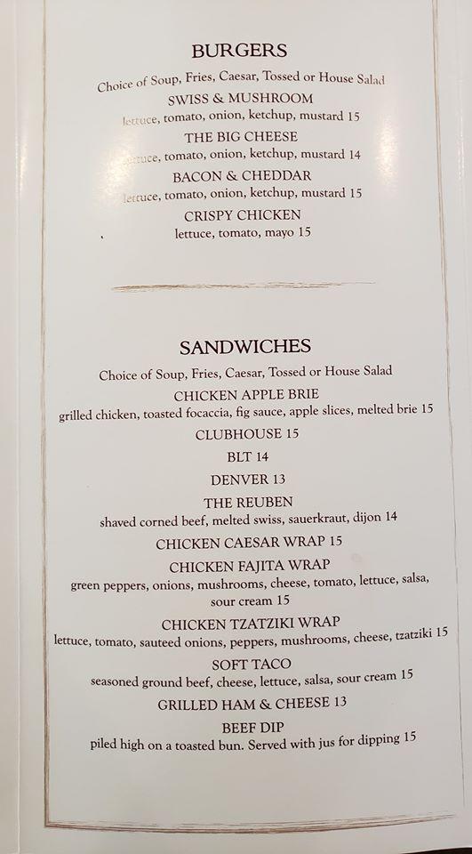 Menu at The Main Course Restaurant, North Battleford