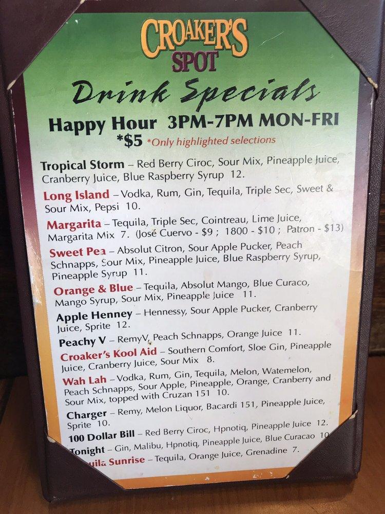 Menu at Croaker's Spot Richmond restaurant, Richmond, Hull St