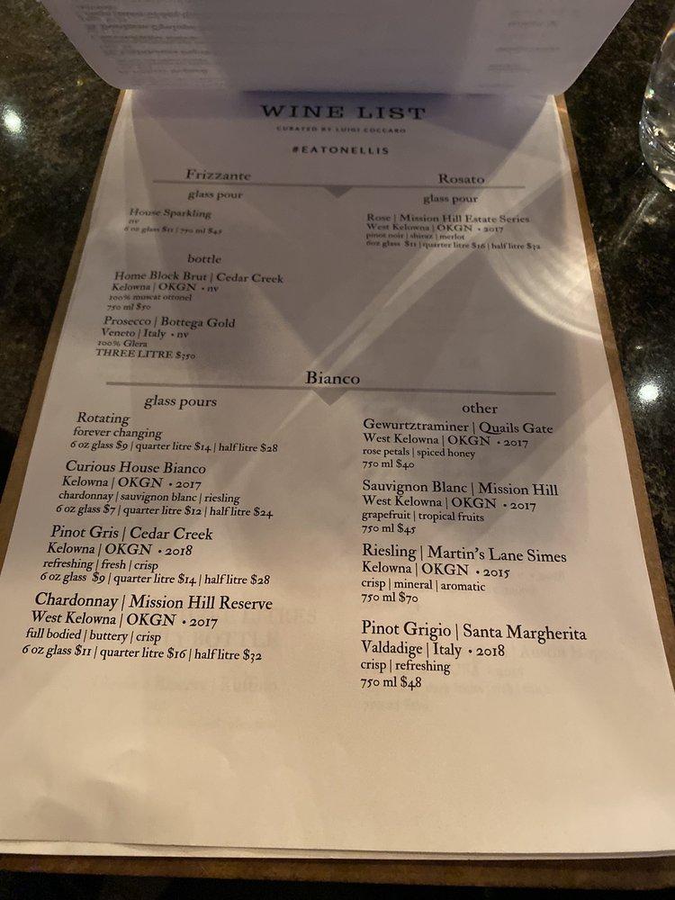 Menu at Curious Cafe, Kelowna