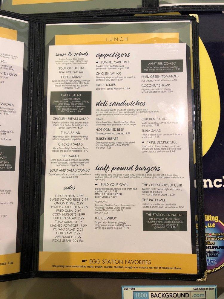 Menu at Egg Station restaurant, Lakeland