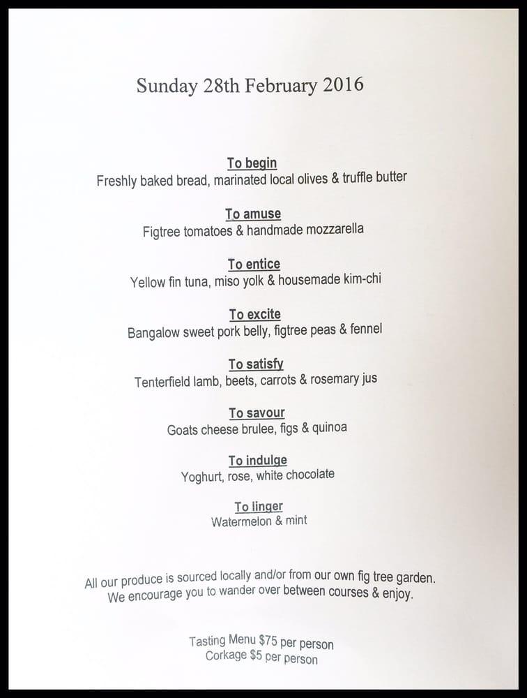 Menu at Fig Tree Restaurant, Ewingsdale