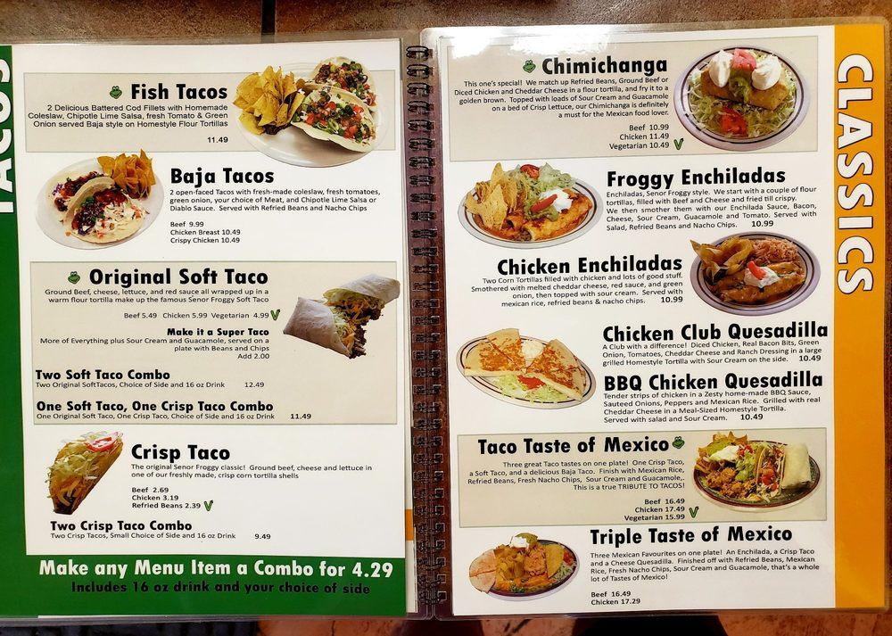 Carta de Senor Froggy Restaurant Lansdowne St., Kamloops, 450 Lansdowne ...