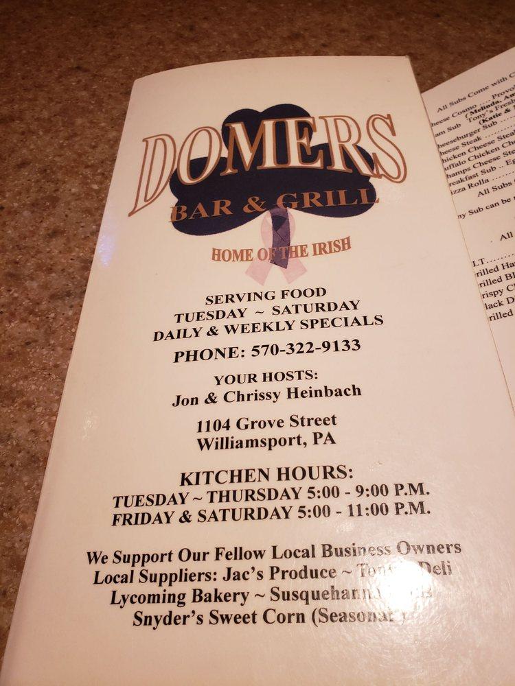 Menu at Domers Bar & Grill, Williamsport