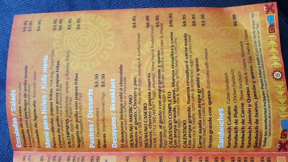 Menu at LA POLLERA COLORADA CLEARWATER restaurant, Clearwater