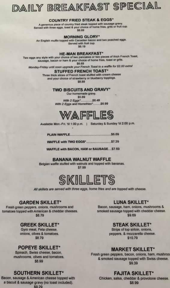 Menu at Luna's Family Restaurant, Northfield