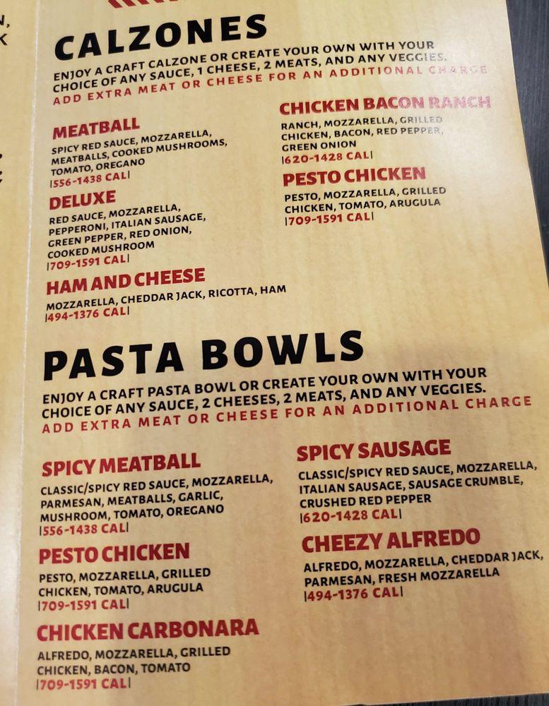 Menu at Rapid Fired Pizza pizzeria, Universal City