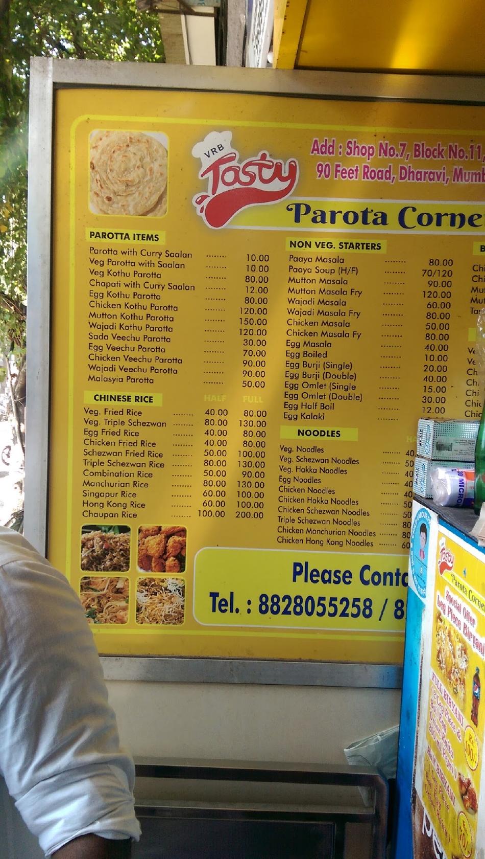 Menu at Tasty Parota Corner, Mumbai