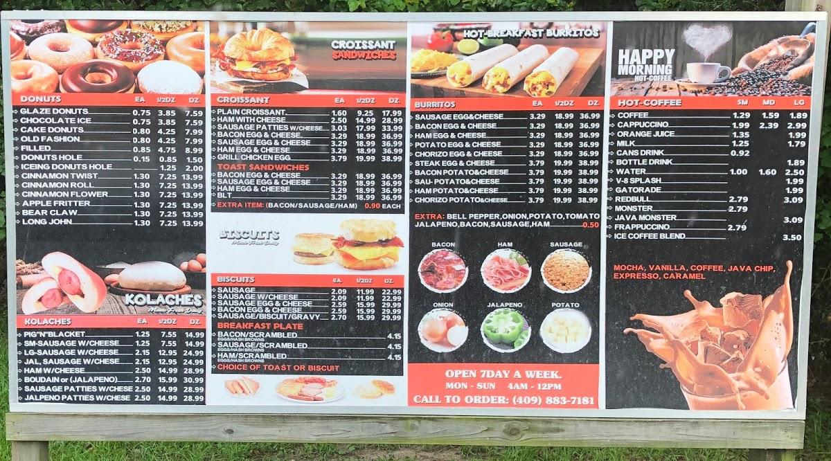 Menu at Donut Palace restaurant, Orange, TX-87
