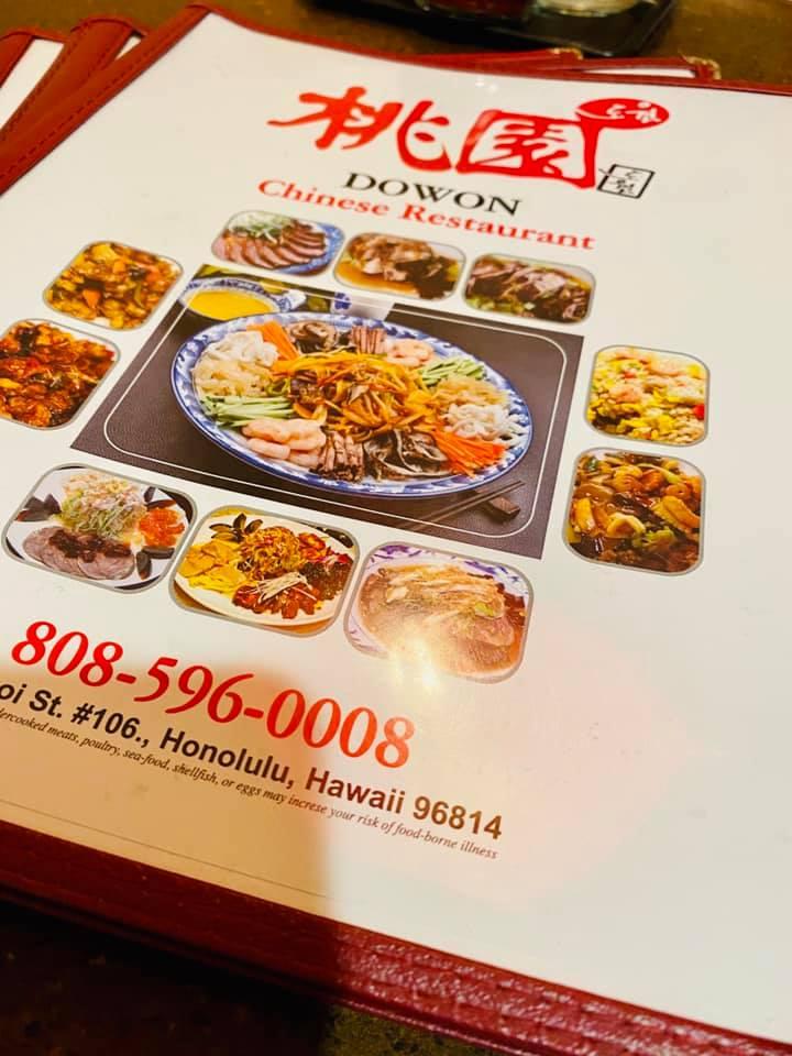 Menu at Dowon Chinese Restaurant, Honolulu