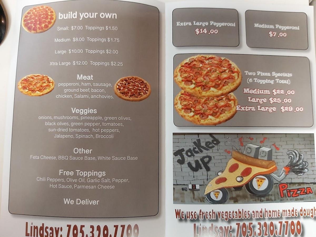 Menu at Jacked Up Pizza pizzeria, Lindsay