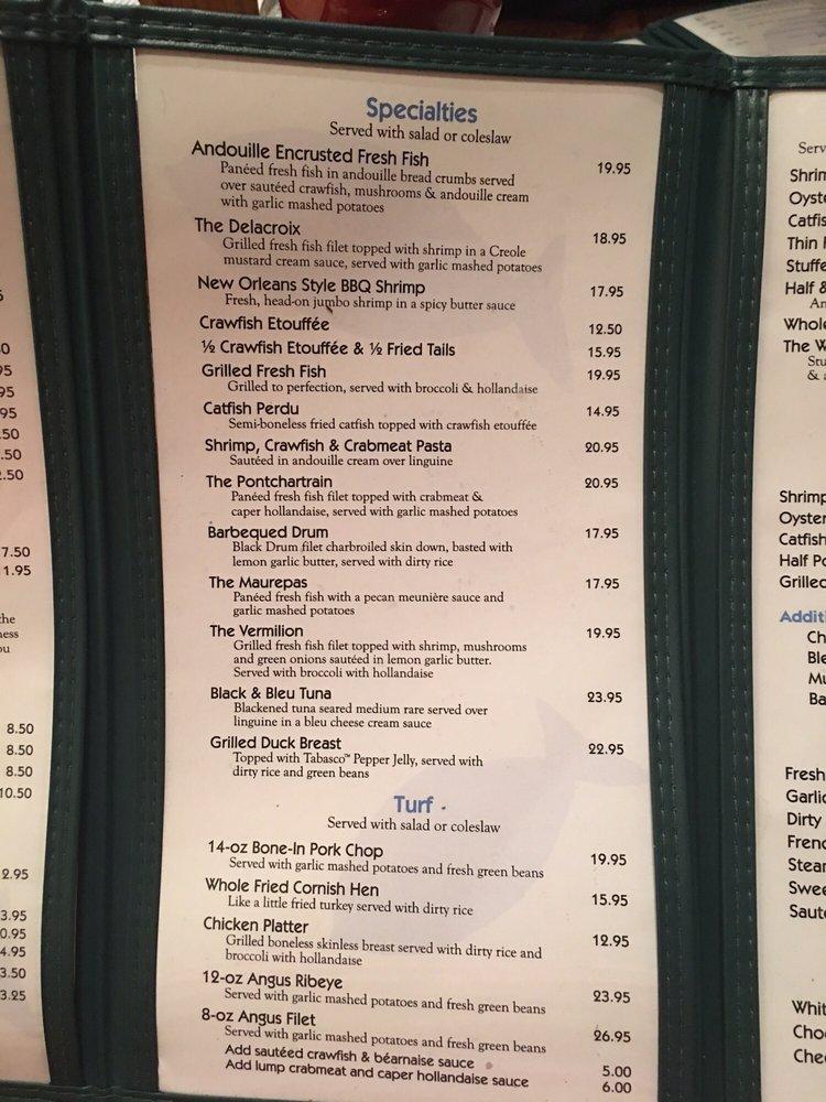 Menu at Parrain's Seafood Restaurant, Baton Rouge