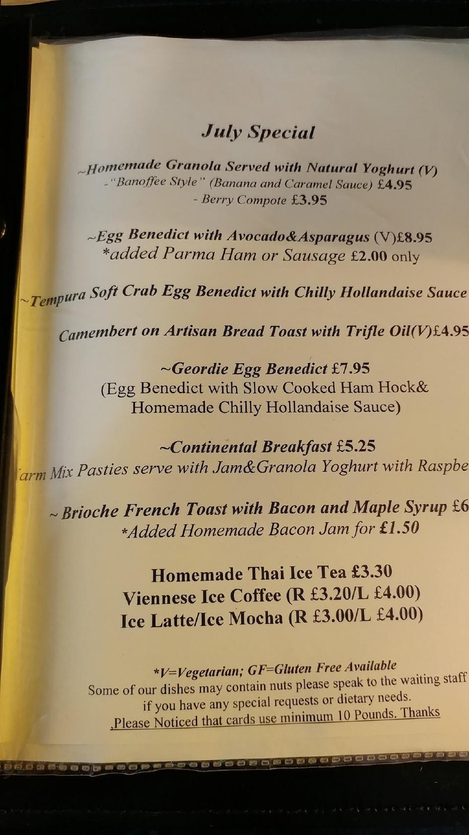 Menu at Quay Ingredient cafe, Newcastle upon Tyne