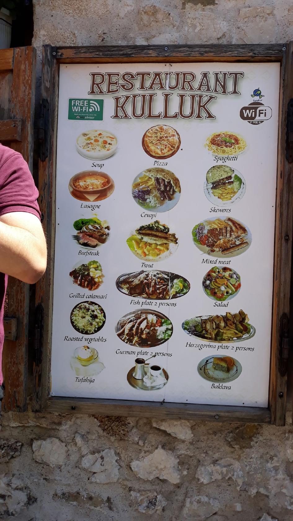 Menu at Restaurant Šadrvan, Mostar