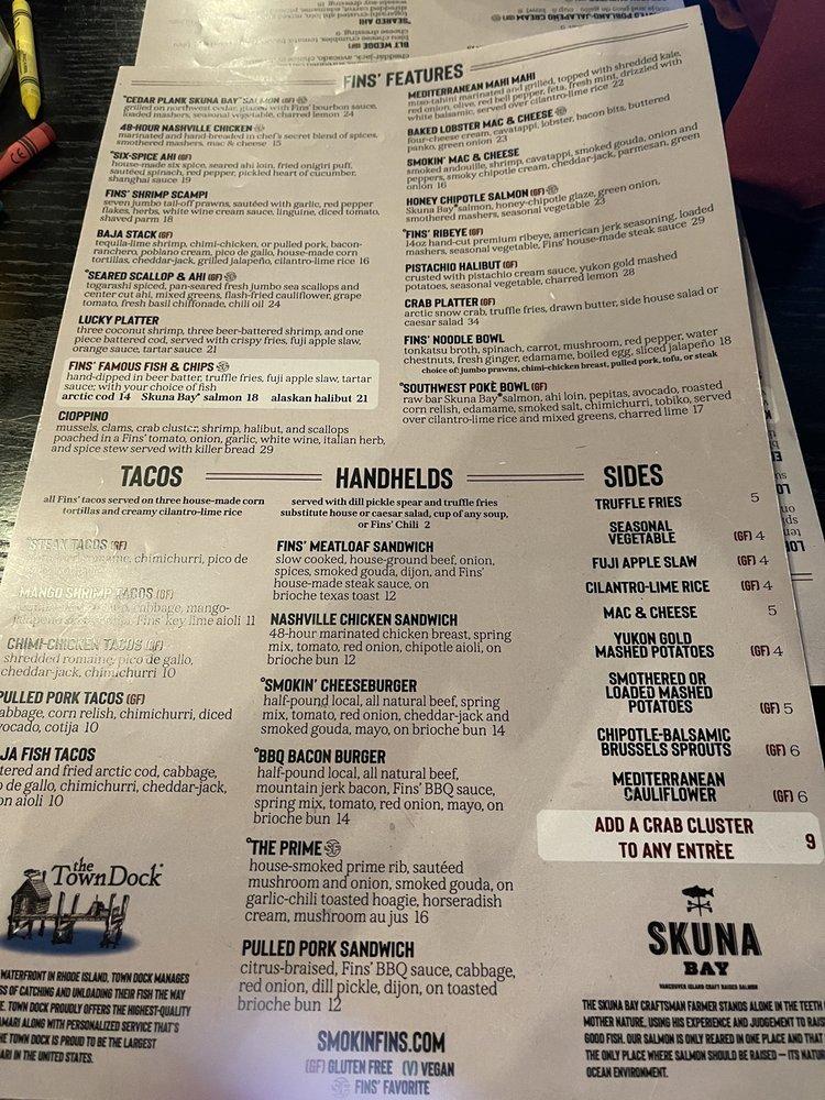 Menu at Smokin Fins Highlands Ranch restaurant, Highlands Ranch, Cpl ...