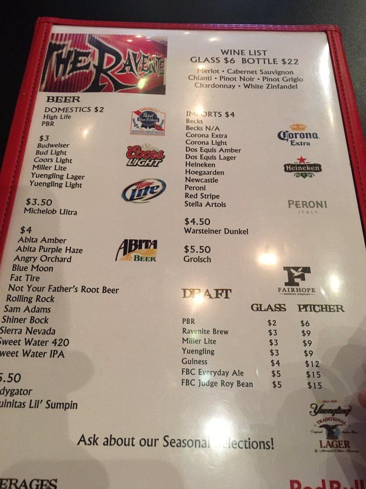 Menu at The Ravenite Pizzeria, Fairhope