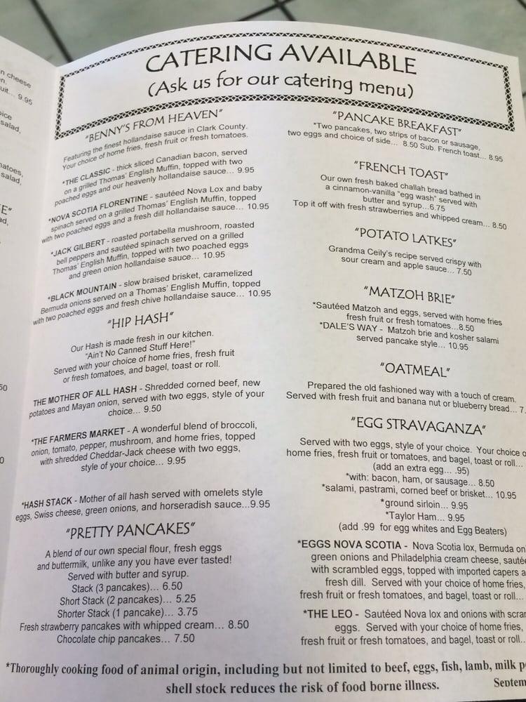 Menu at Weiss Deli restaurant, Henderson