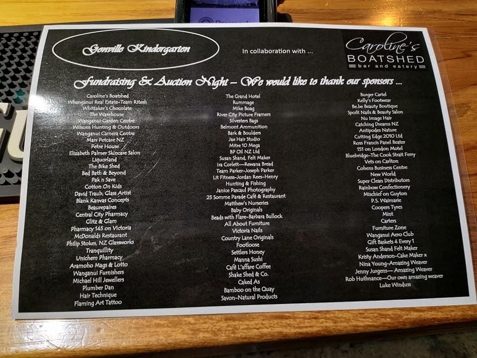 Menu at Caroline's Boatshed Bar and Eatery, Whanganui
