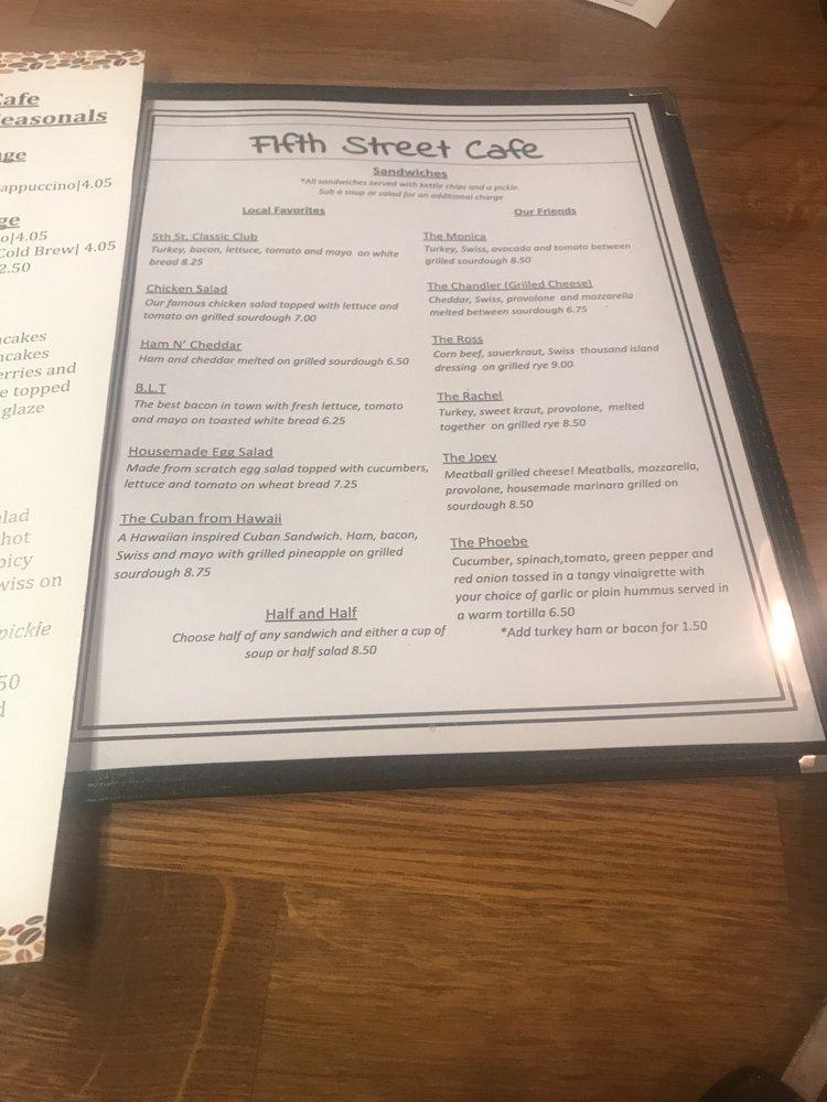 Menu at Fifth Street Cafe, Marysville