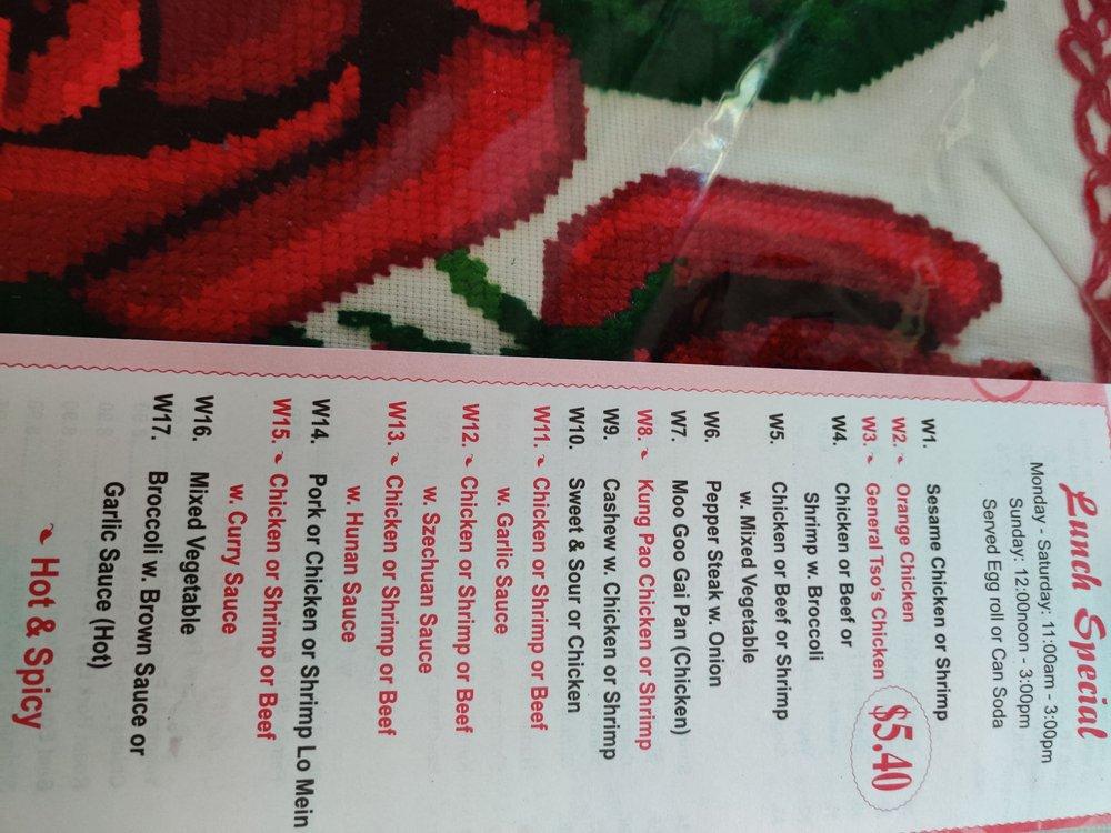 Menu at Win Hing Restaurant, Lancaster